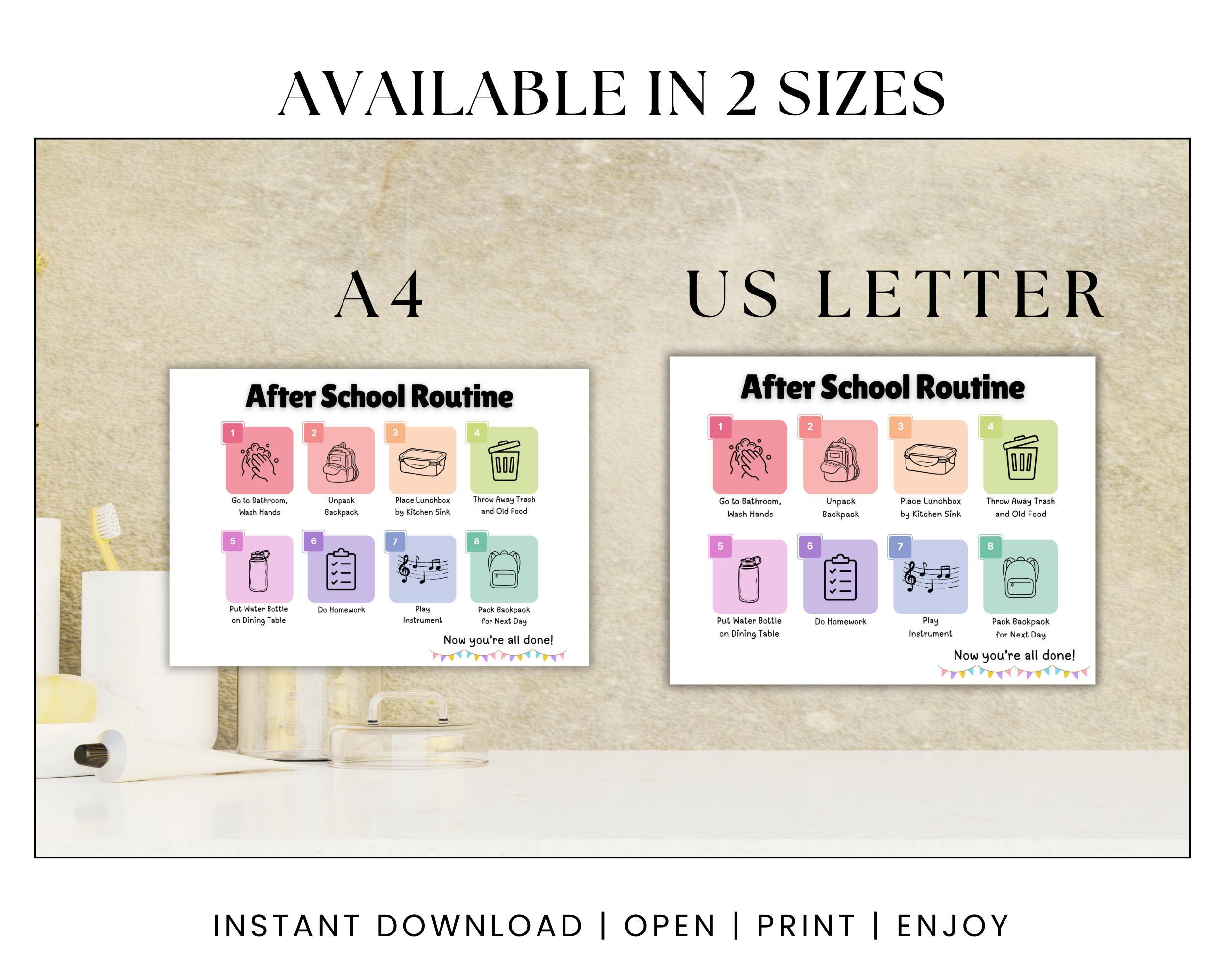 After School Chart Printable | After School Checklist Visual Guide ...