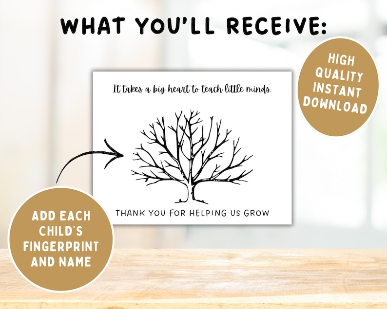 Teacher Appreciation Fingerprint Tree | Thumbprint Art Printable ...