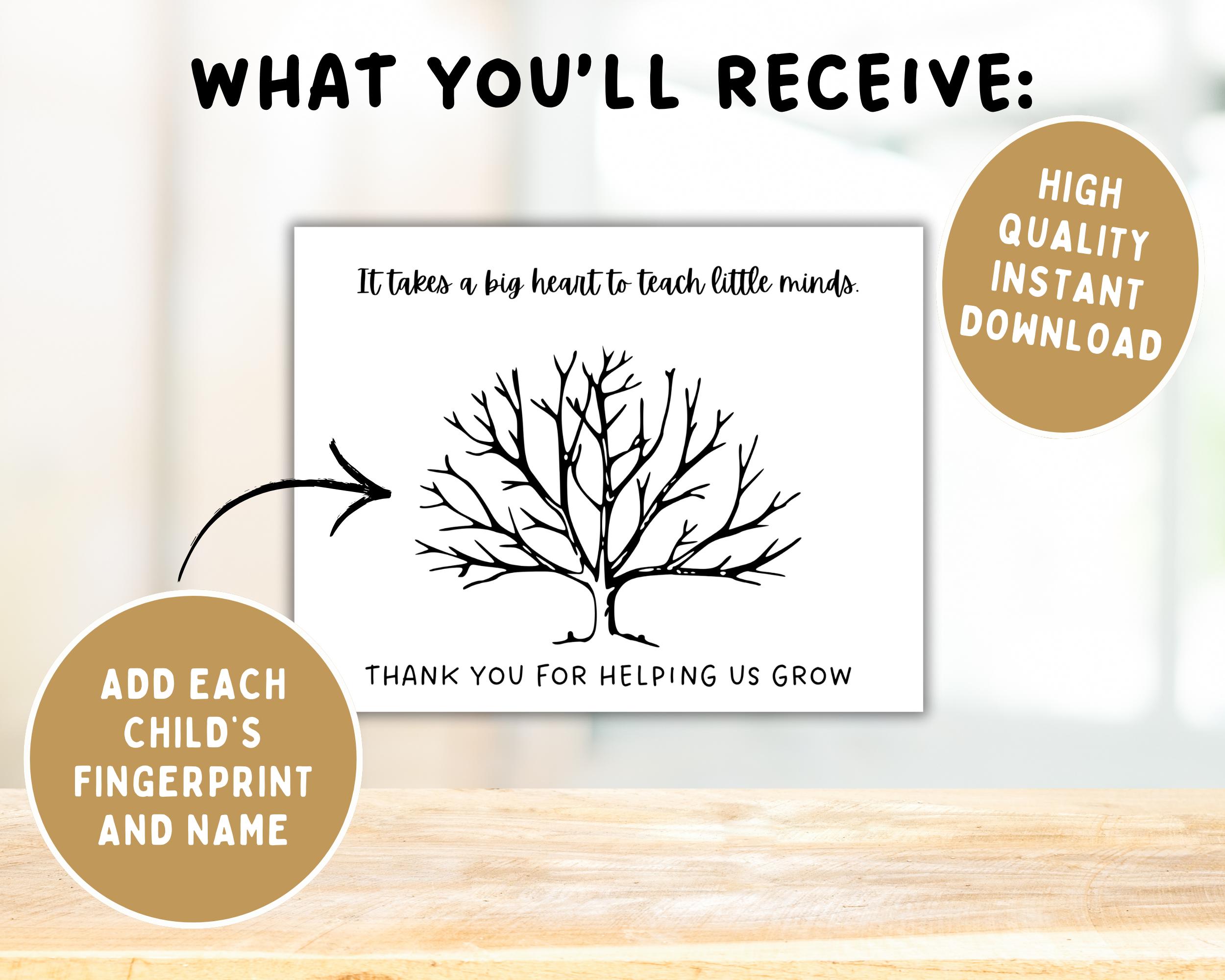 Teacher Appreciation Fingerprint Tree | Thumbprint Art Printable ...