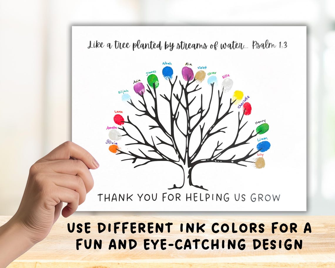 Teacher Appreciation Gift | Thumbprint Art Fingerprint Tree | Printable ...