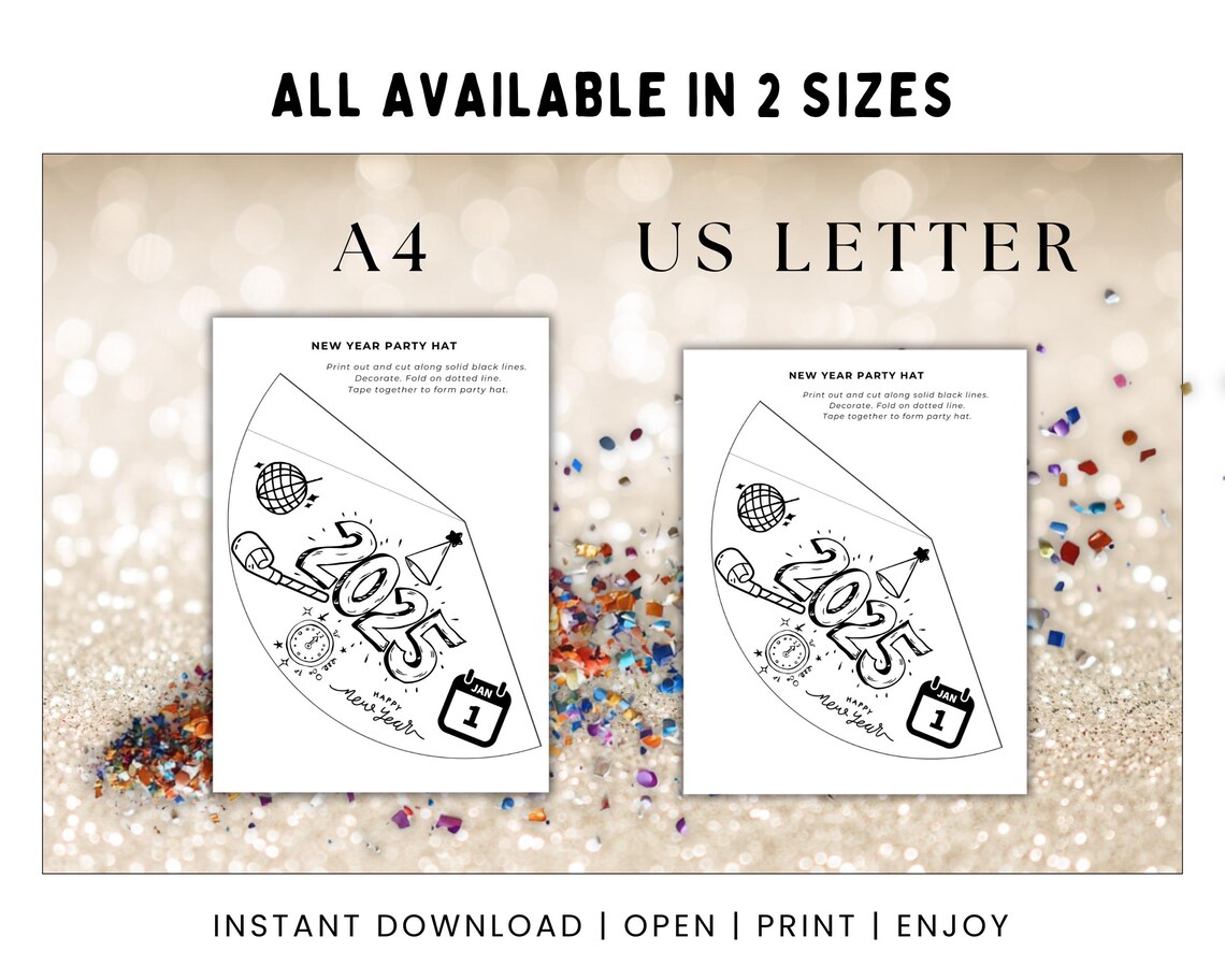 Printable Happy New Year Hat | 2025 Kids Activities | NYE Paper Party ...