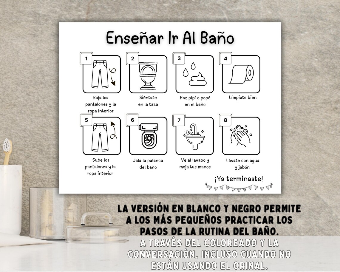 Spanish Potty Training Chart, Visual Routine, Enseñar Ir Al Baño ...