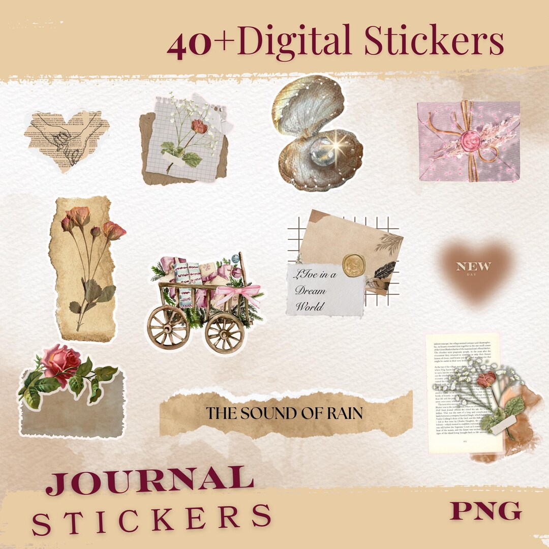 40+ Digital Journal Stickers, Aesthetic Sticker, Printable Stickers - Etsy