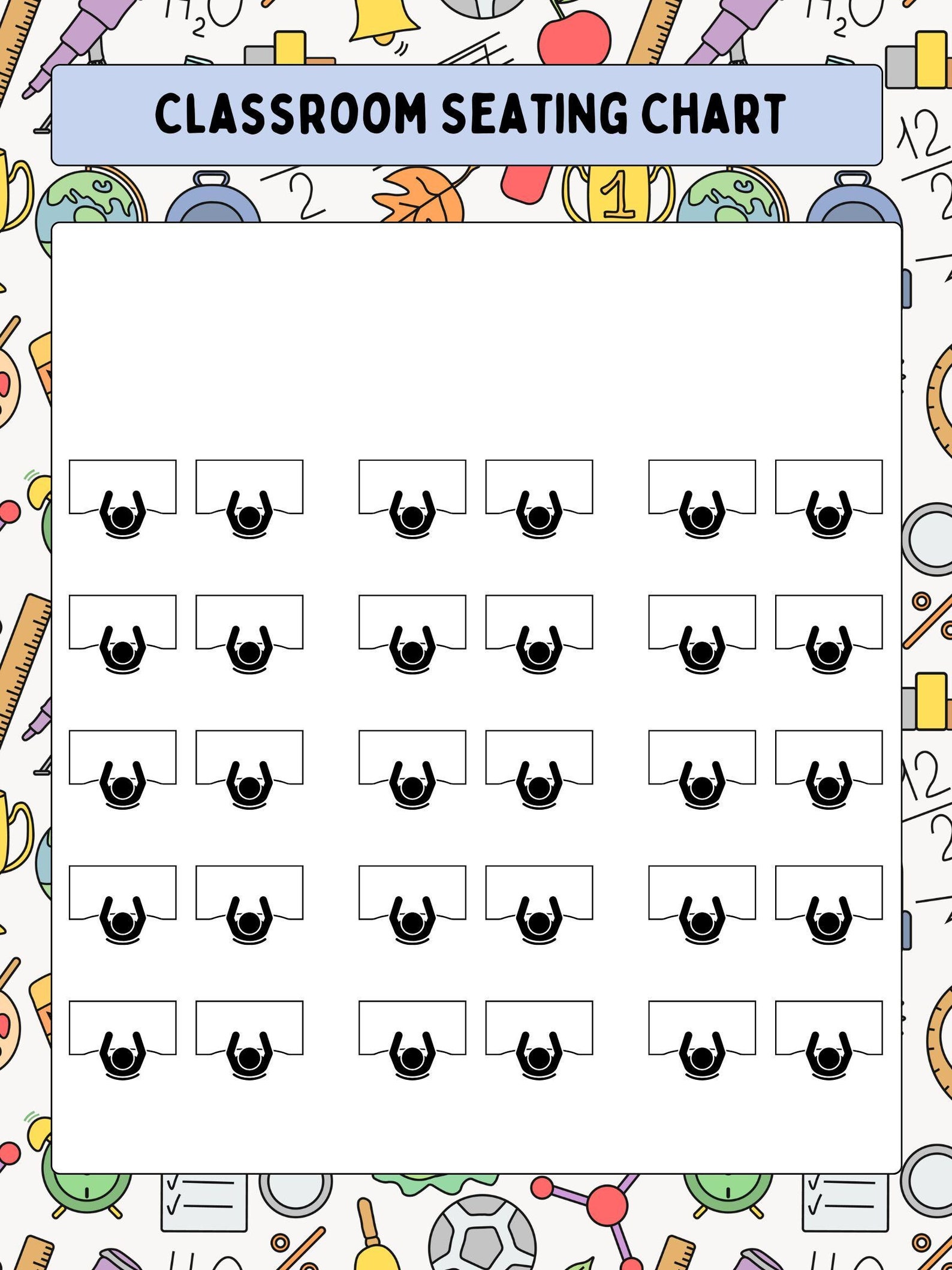 Seating Chart_facing Forward_rows - Etsy