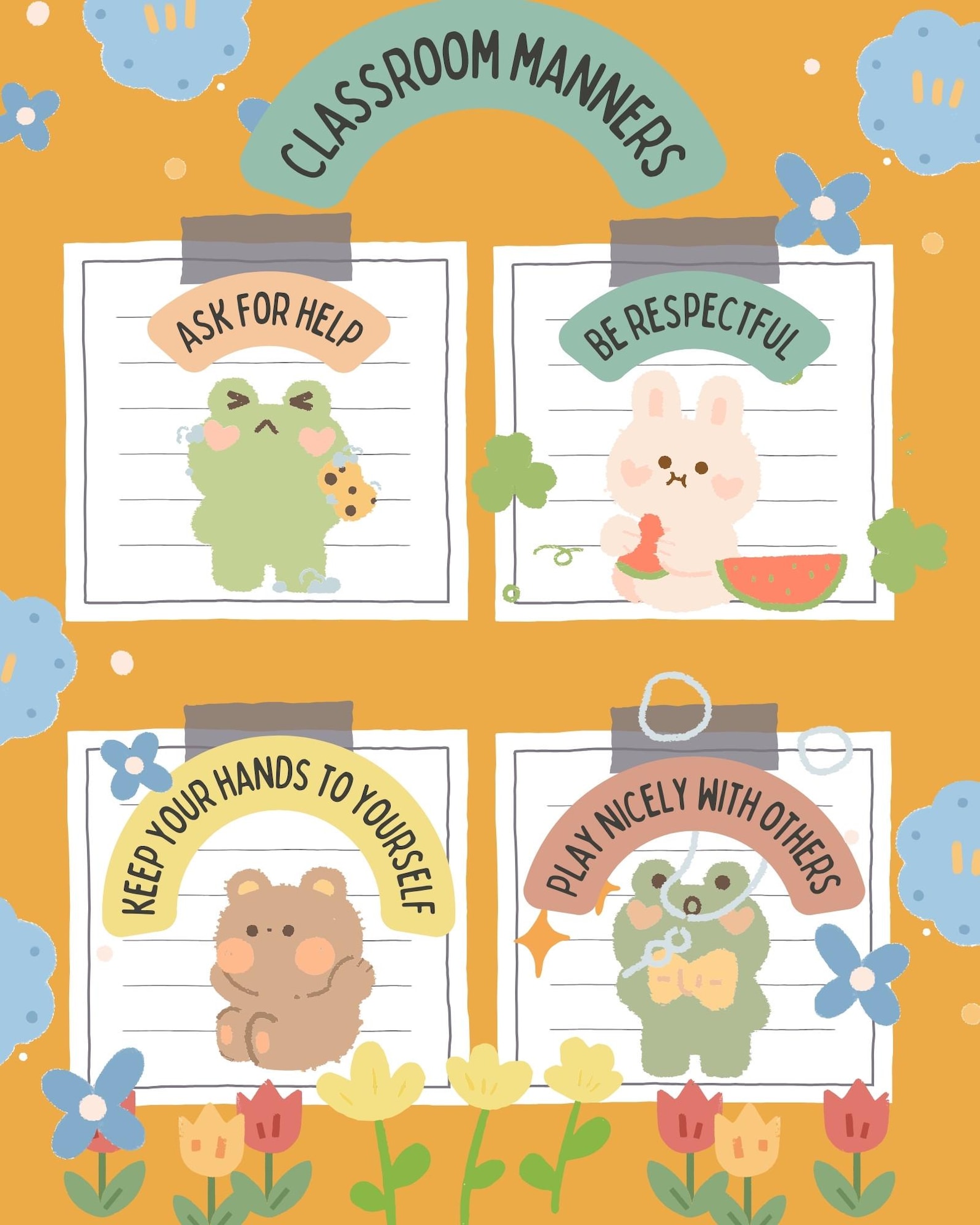 Classroom Manners Poster - Etsy