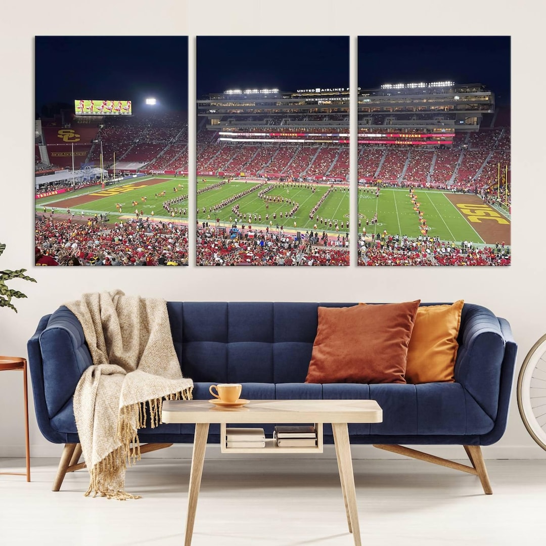 Los Angeles Memorial Coliseum Canvas Wall Art - Sunset Football Game ...