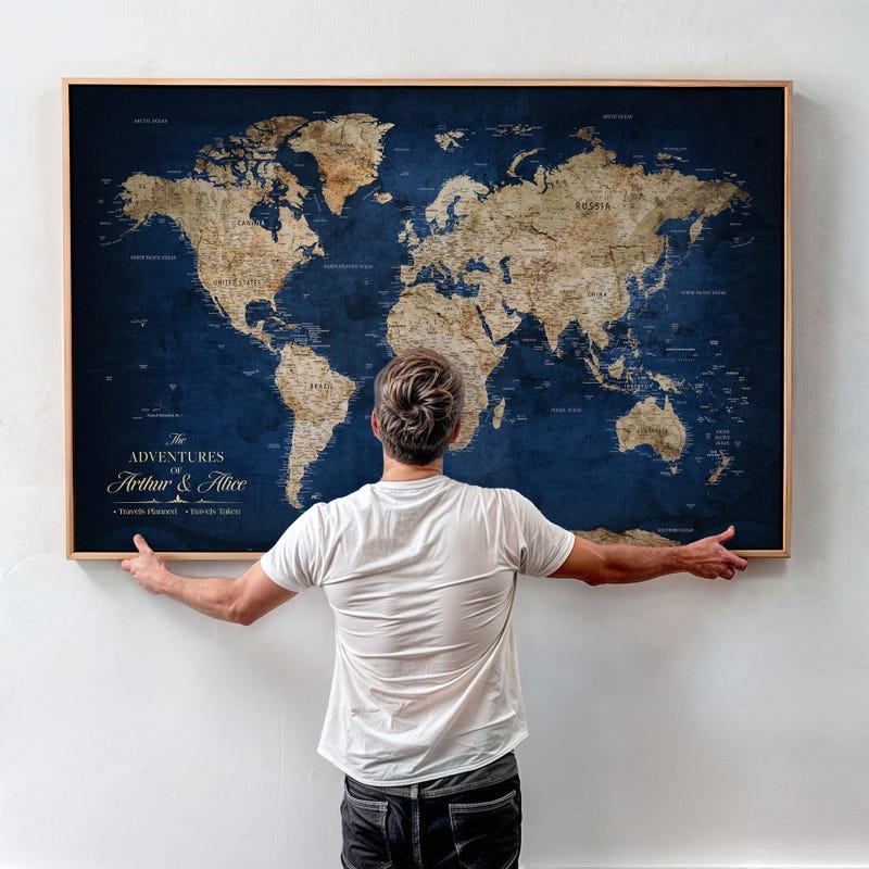 Framed World Map - Etsy