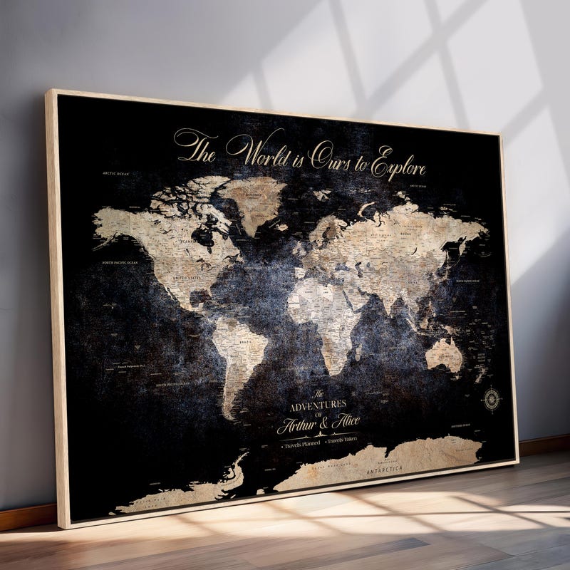 Wood World Maps With Pins - Etsy