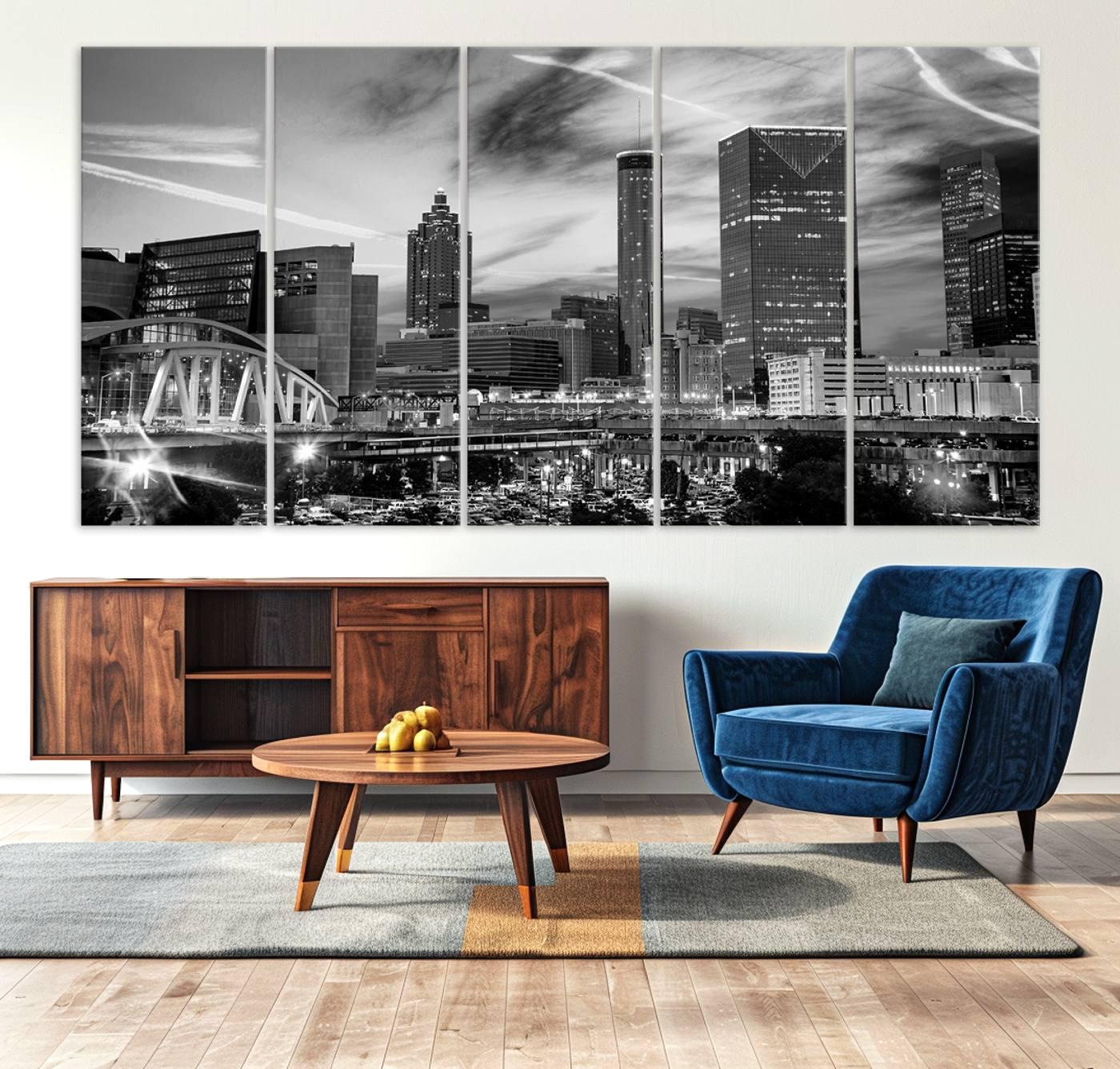 Atlanta Night City Cityscape Wall Art Canvas Print, Atlanta, Atlanta ...