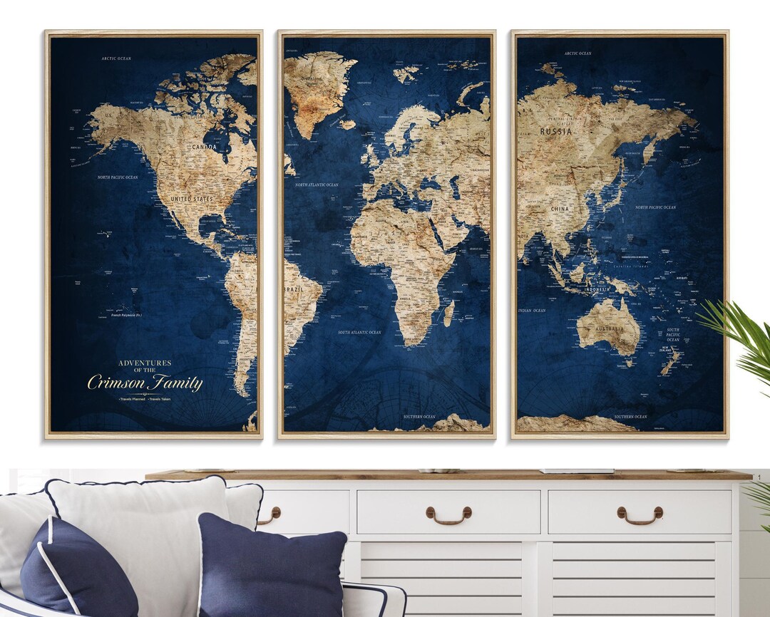 Personalized Push Pin World Map Print, Personalized Travel Maps ...