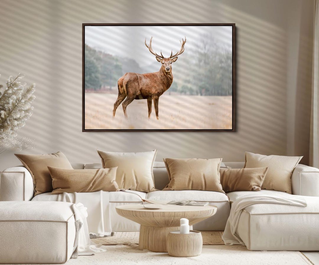 Rustic Wildlife Art Wall Art Canvas Print, Misty Landscape Canvas Wall ...