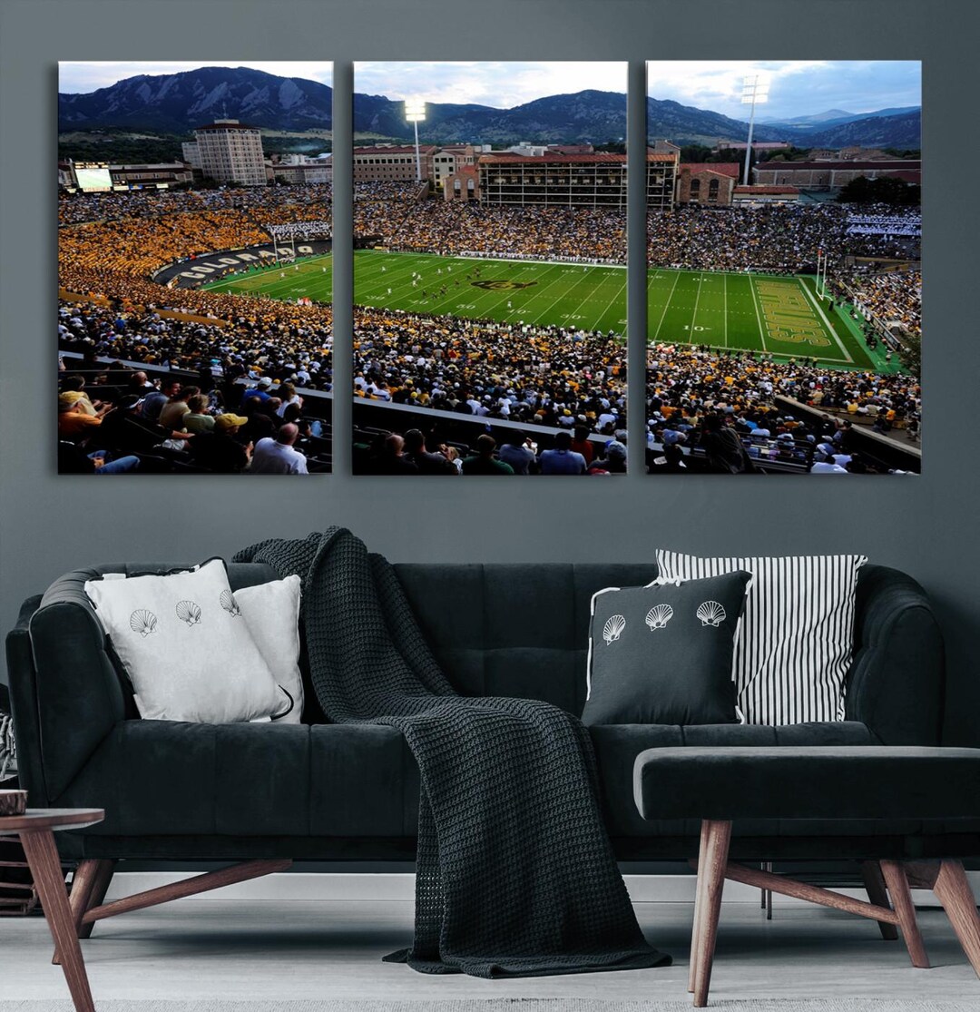 Folsom Field Stadium Canvas Wall Art - Game Day View Mountain Backdrop ...