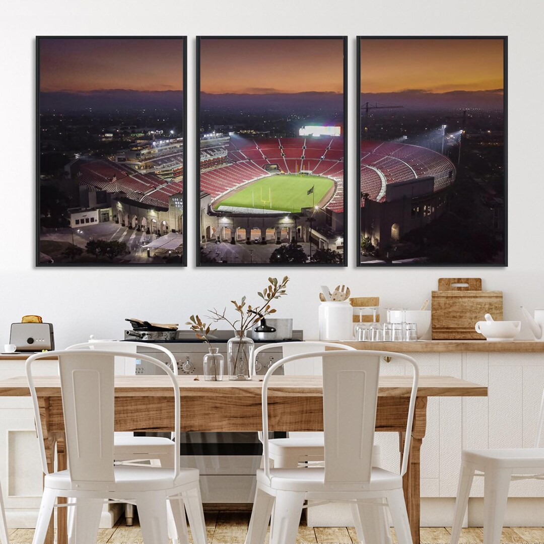 Los Angeles Memorial Coliseum Canvas Wall Art - Evening Stadium View ...