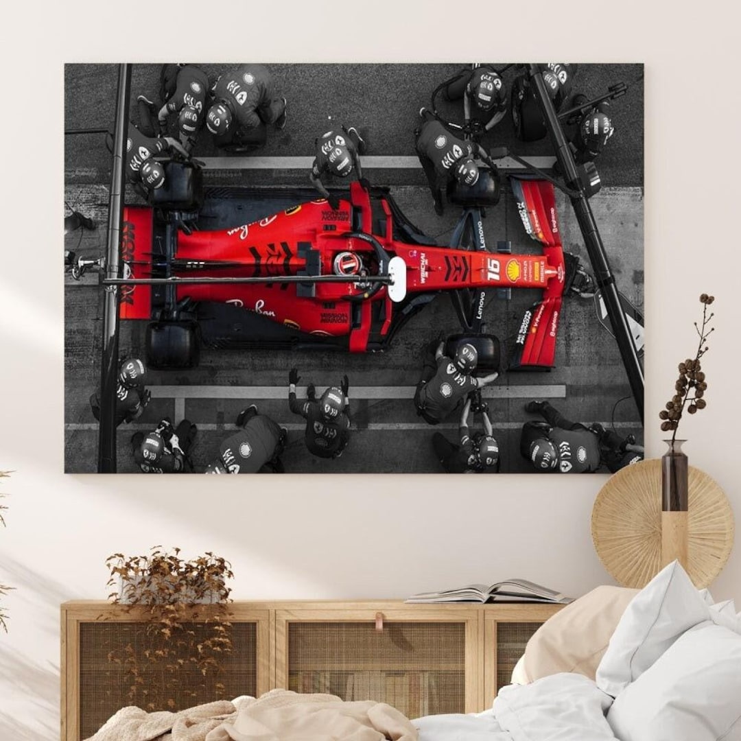 Formula 1 Canvas Wall Art Car Racing Art F1 Pit Stop Canvas Wall Decor ...