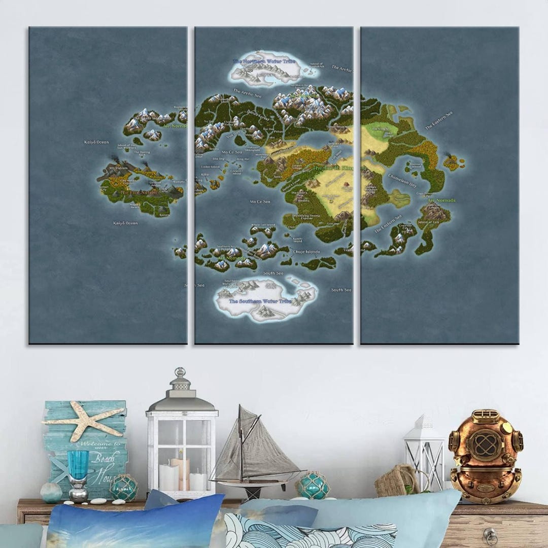 Avatar the Last Air-bender Map Canvas Wall Art Print for Wall Decor ...