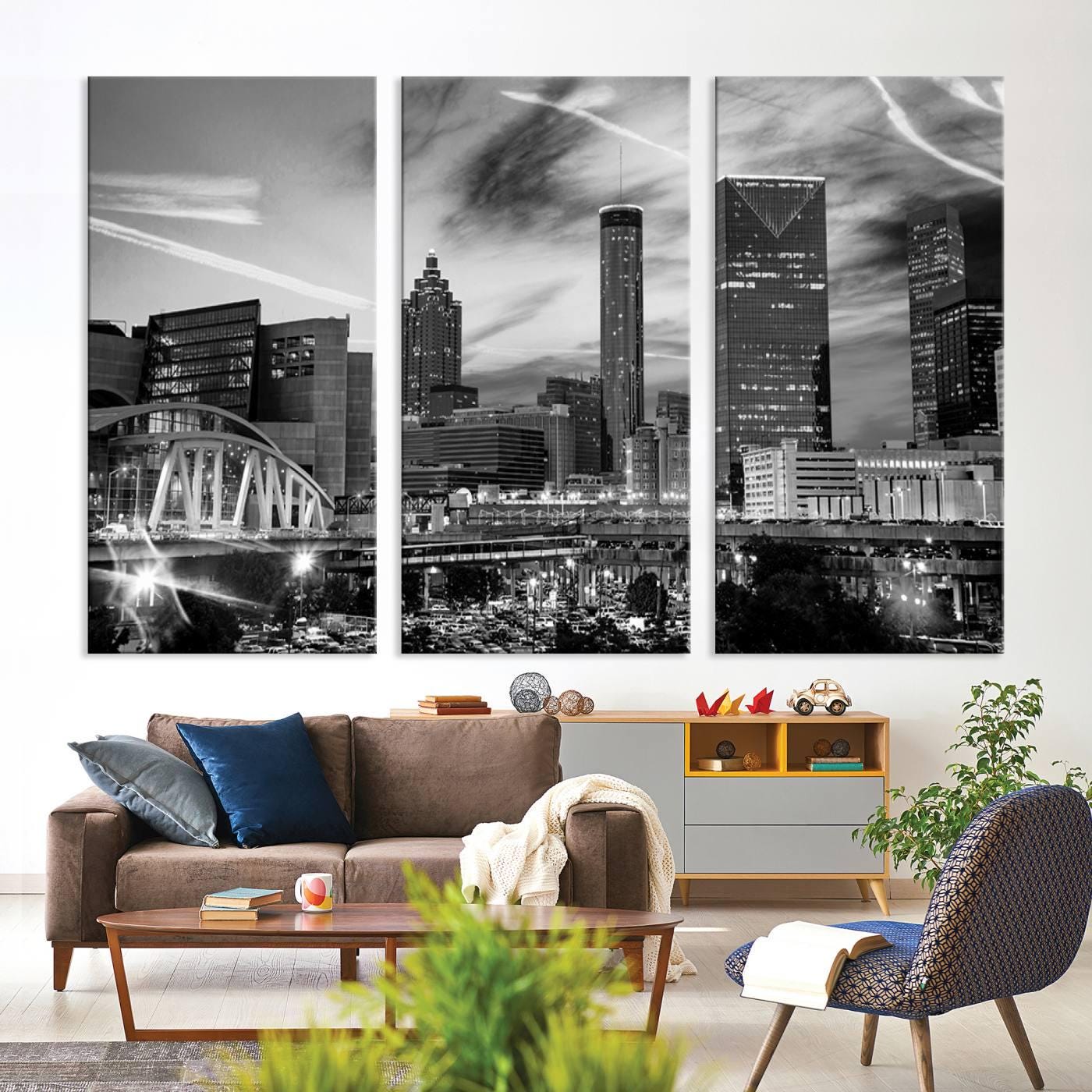 Atlanta Night City Cityscape Wall Art Canvas Print, Atlanta, Atlanta ...