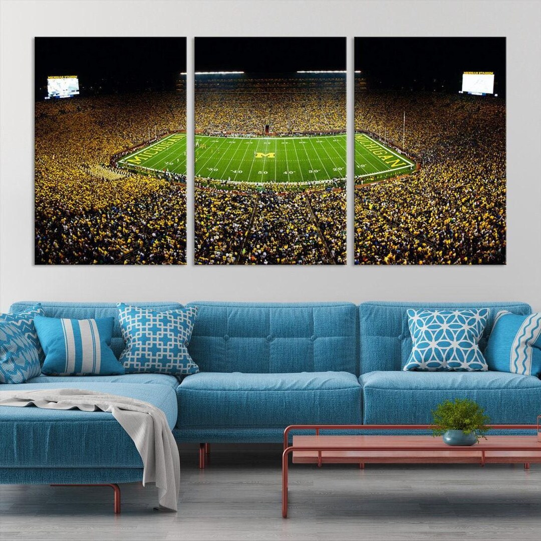 Michigan Stadium Wall Art Football Stadium Canvas Art Print Sports Fan ...