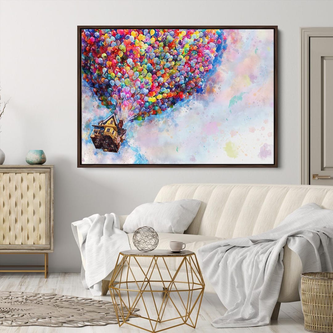 Up Movie House Wall Art Canvas Print, Framed Carls Journey Art Picture ...