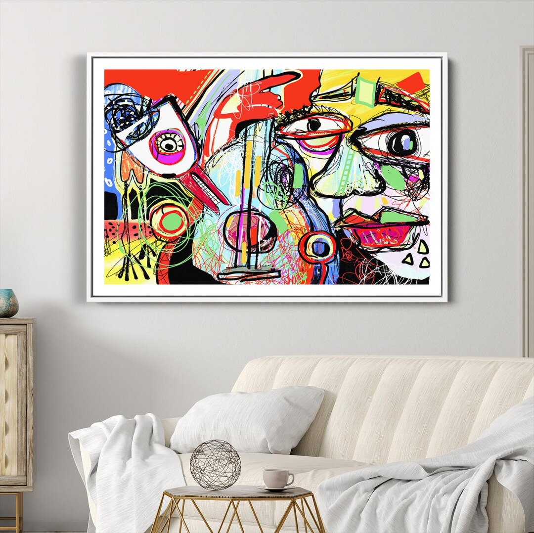 Color Explosion Wall Art Canvas Print, Framed Vibrant Chaos Art Picture ...