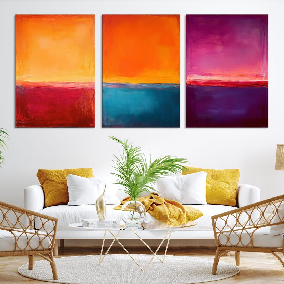 Mark Rothko Style Abstract Wall Art, Sunset Color Block Canvas Wall ...