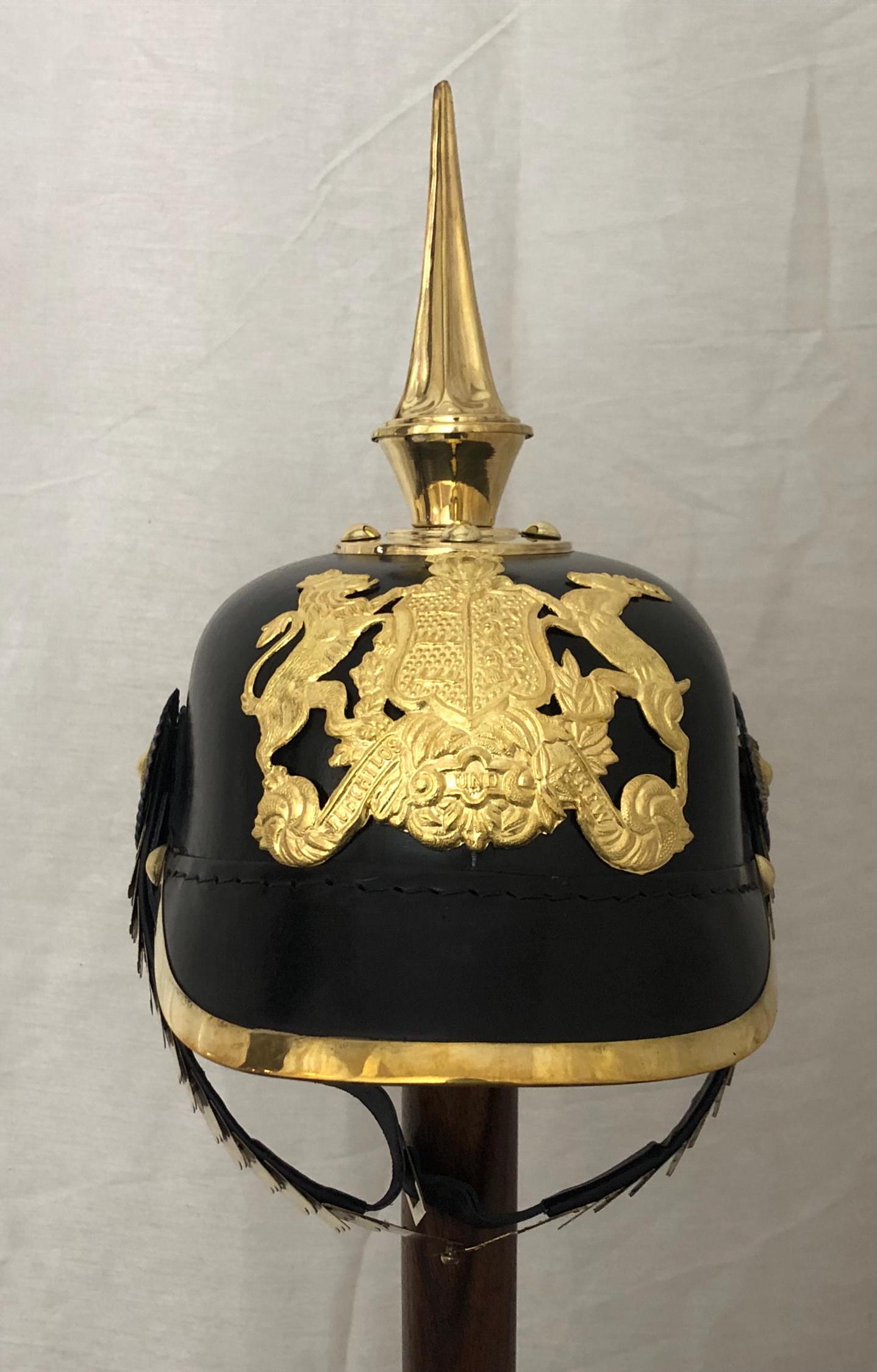 German Prussian Pickelhaube Helmet, Leather & Brass, LARP Cosplay - Etsy