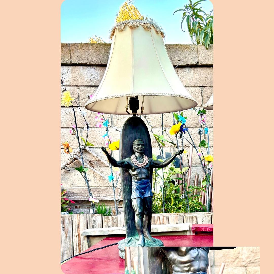 Vintage Mid-century Hawaiian Hula Lamp of Surfer Duke Kahanamoku - Etsy