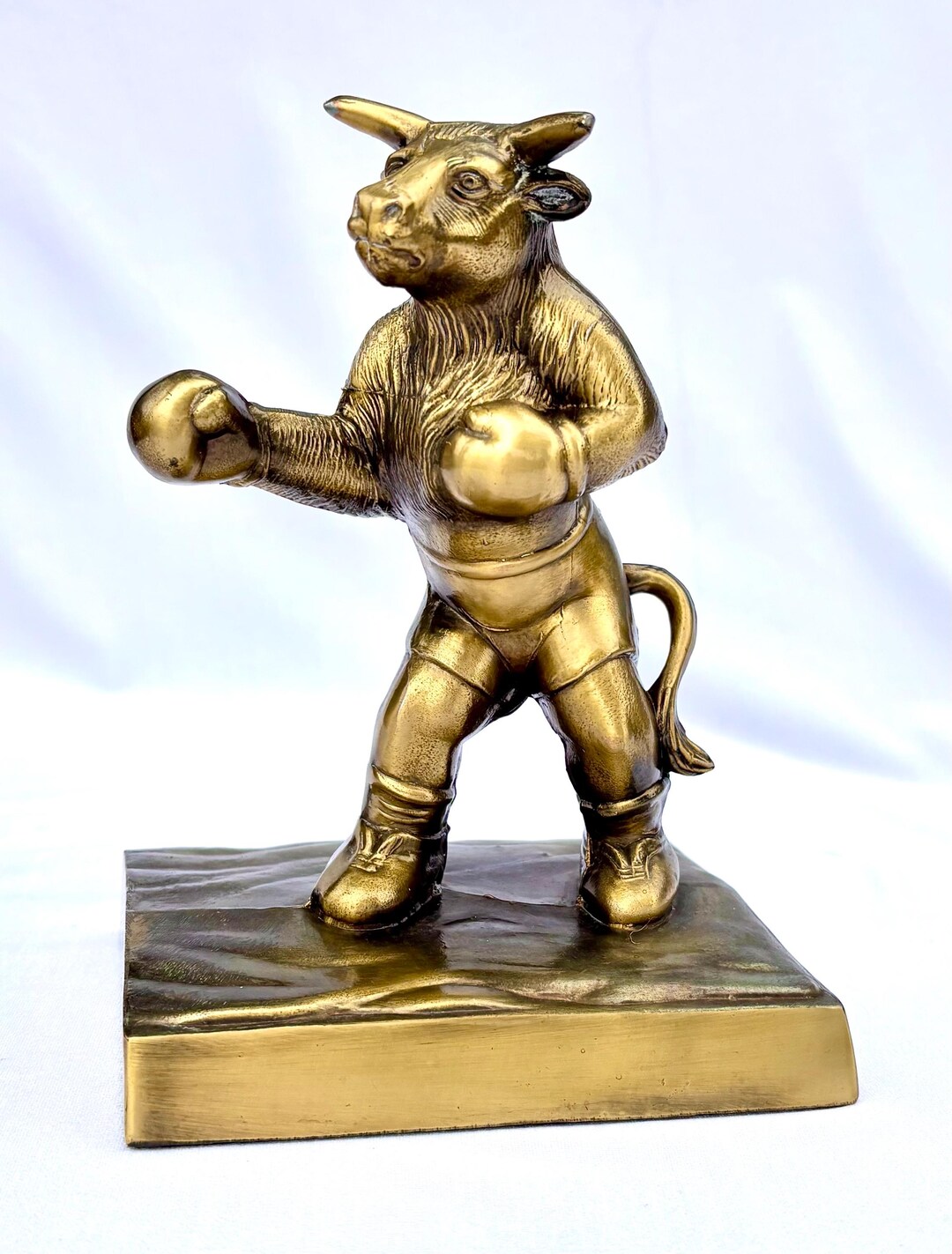 Solid Bronze Vintage Stock Market Bull Bookend - Etsy