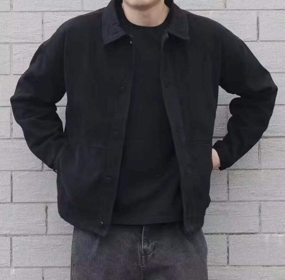 Handmade Black Minimalist Workwear Jacket for Men Casual Corduroy ...