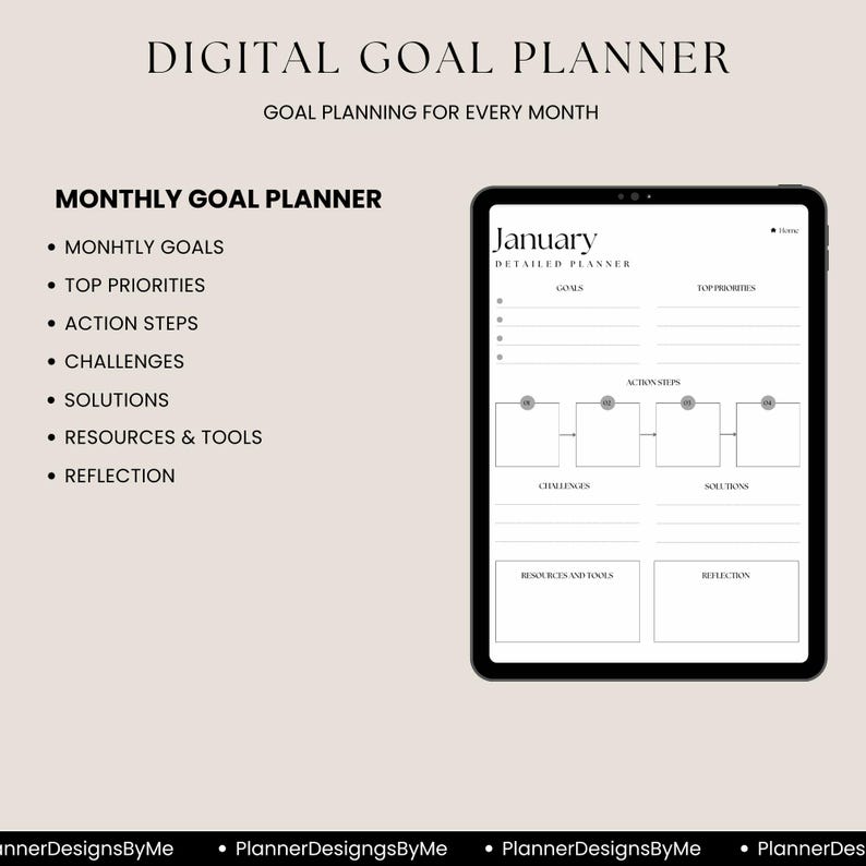 Digital Goal Planner, 2025 Goals Tracker, Goodnotes iPad Tablet Planner ...