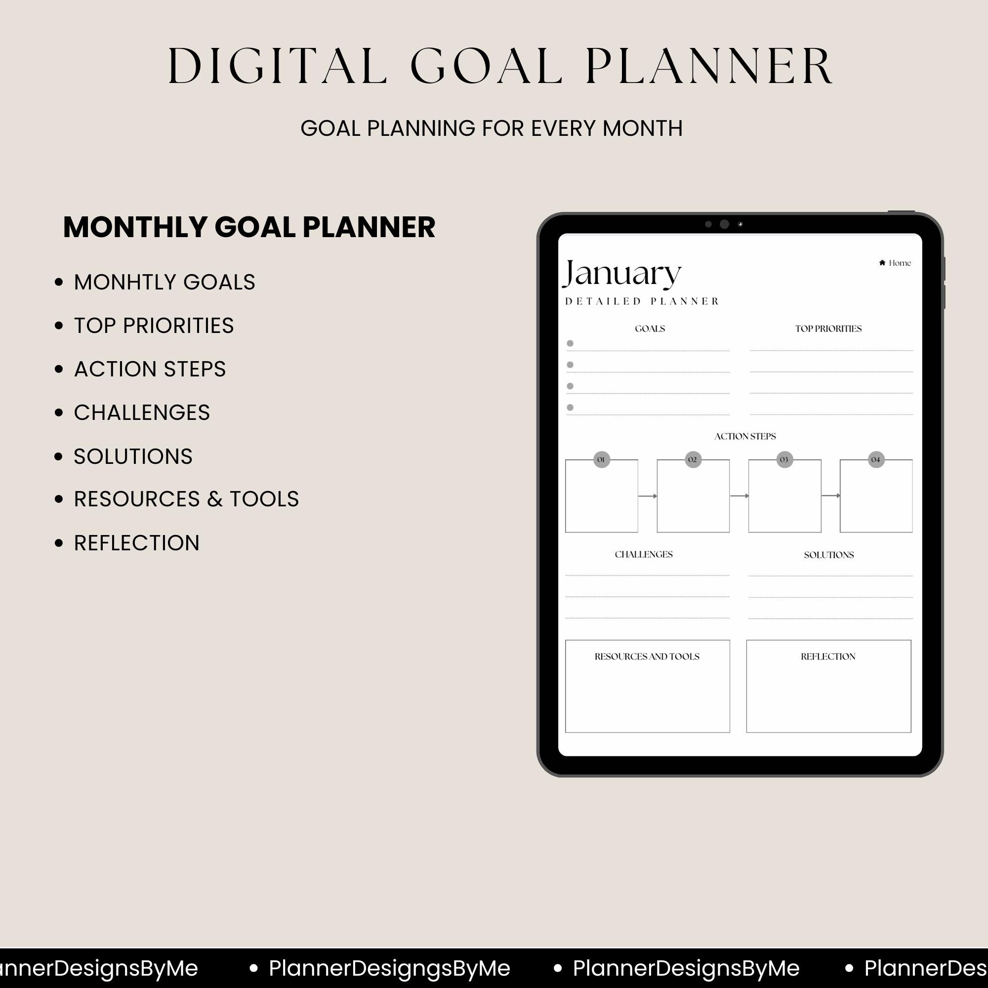 Digital Goal Planner, 2025 Goals Tracker, Goodnotes iPad Tablet Planner ...