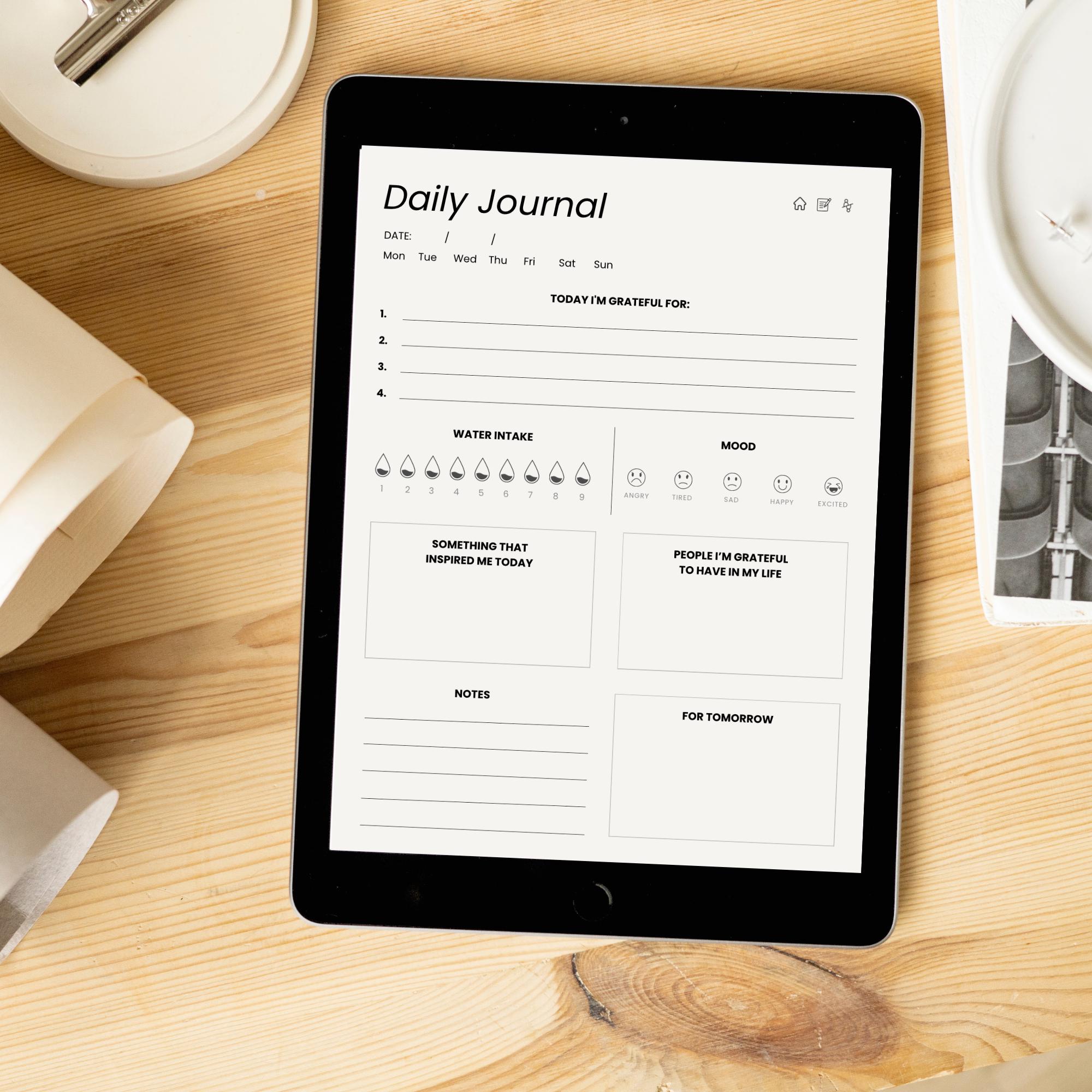 Daily Digital Journal, Undated Planner, Self-care Diary (digital ...