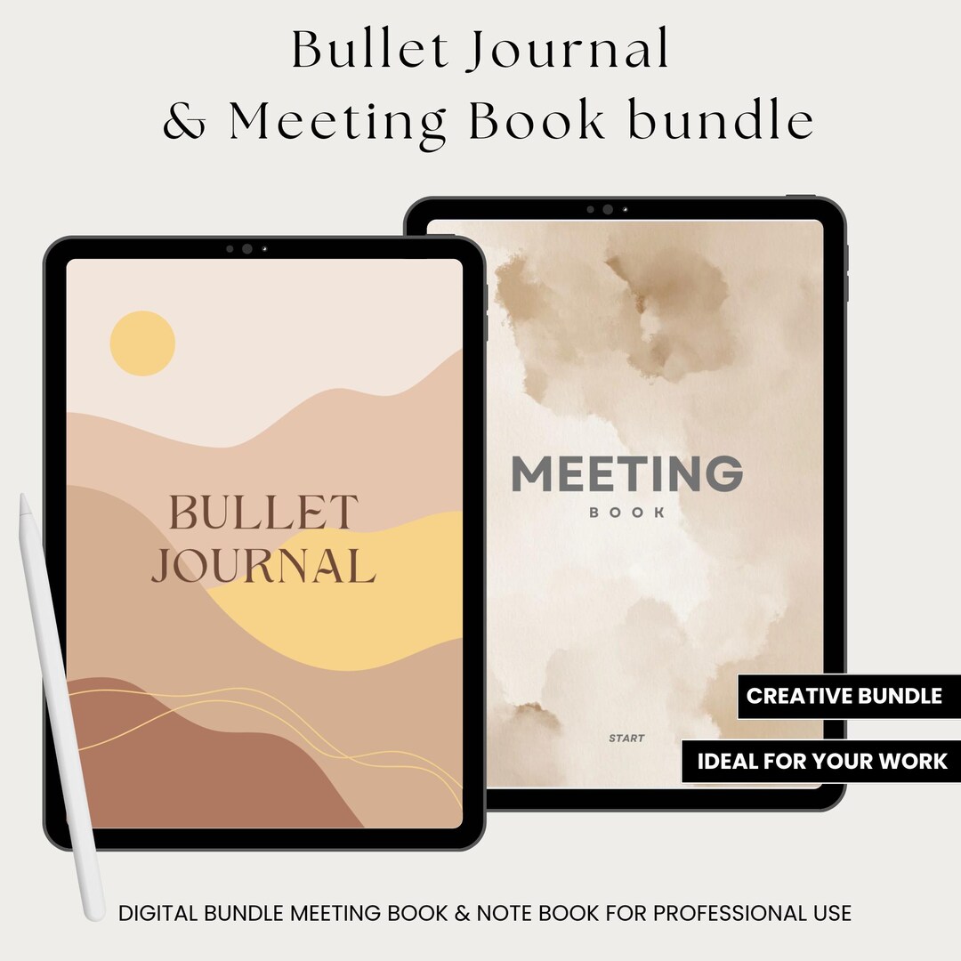 Digital Bullet Journal, Meeting Book, Undated Hyperlinked PFD Planner ...