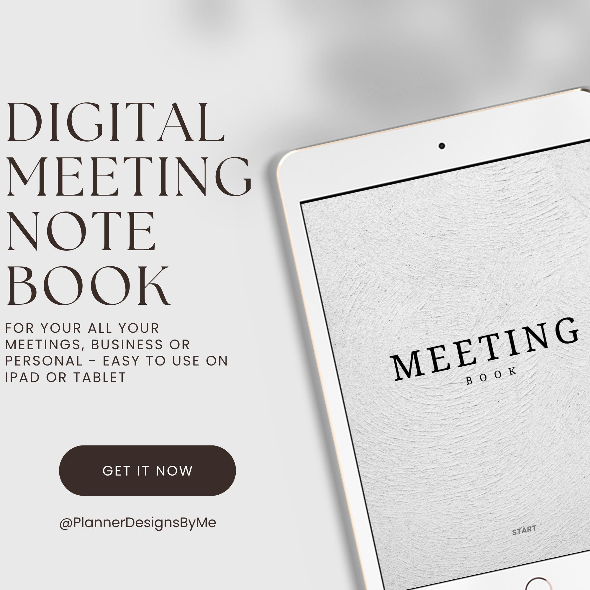 Digital Meeting Minutes Template, Notebook Planner for Goodnotes Ipad ...