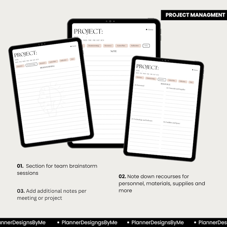 Project Planner, Digital Project Tracker Journal, iPad Goodnotes Tablet ...