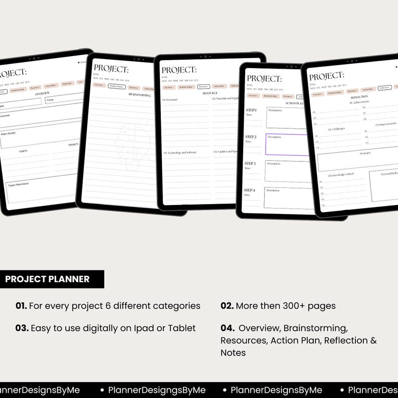 Project Planner Digital Project Tracker Journal iPad Goodnotes Tablet ...