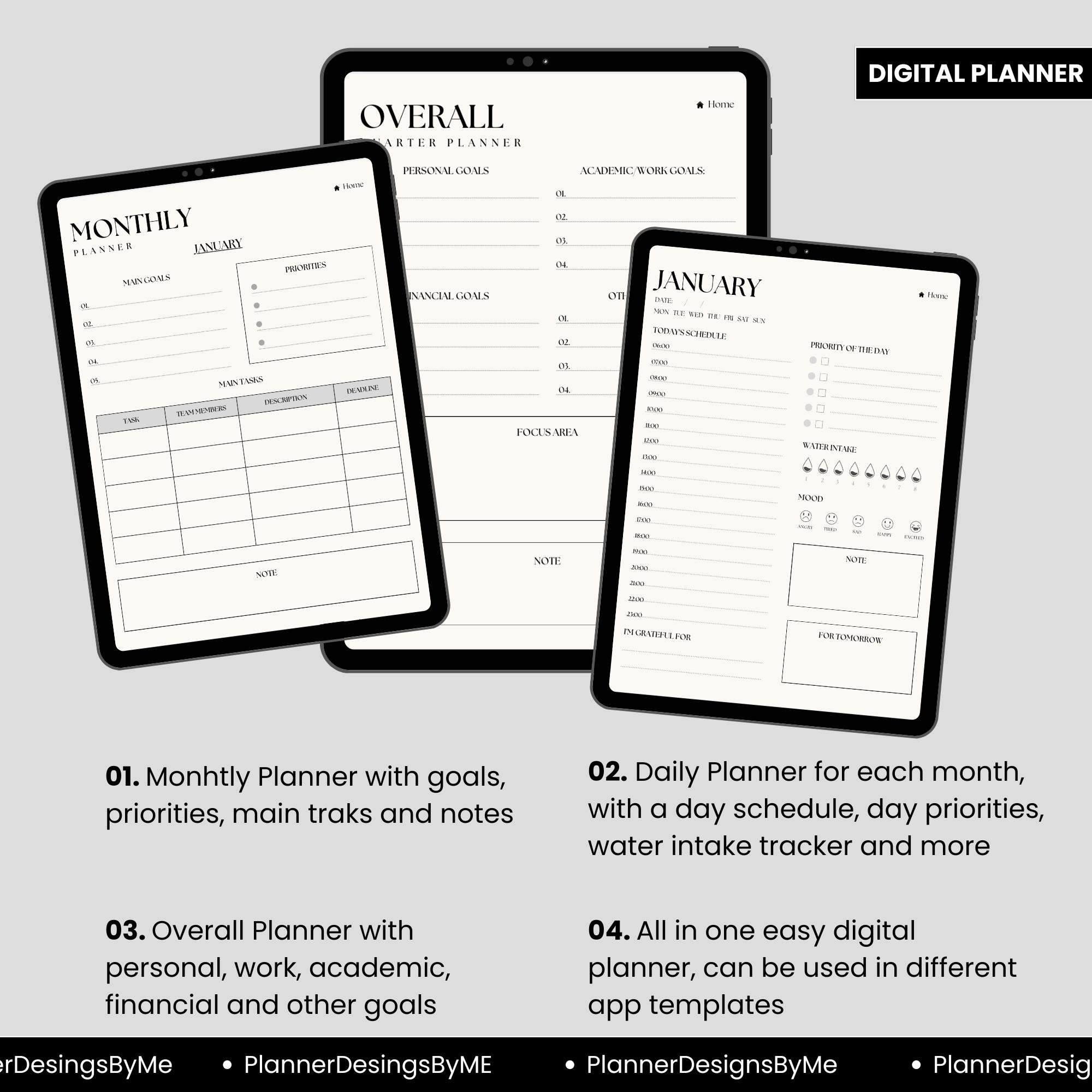2025 Digital Planner Template, Daily Dated Planner, All in One Weekly ...