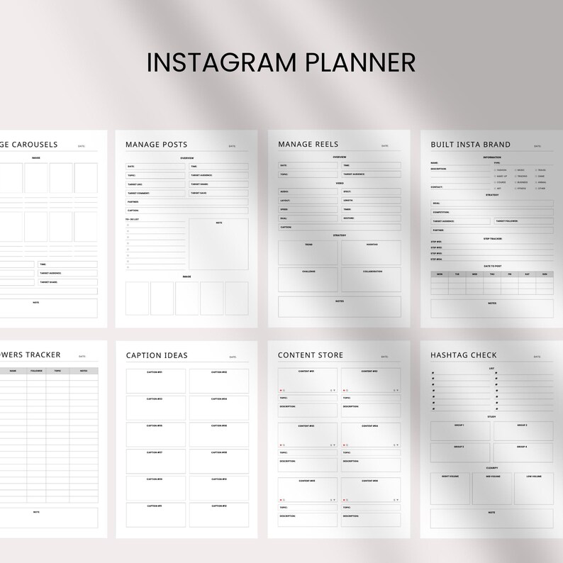 Content Planner Social Media Printable Fillable PDF Planner Content ...