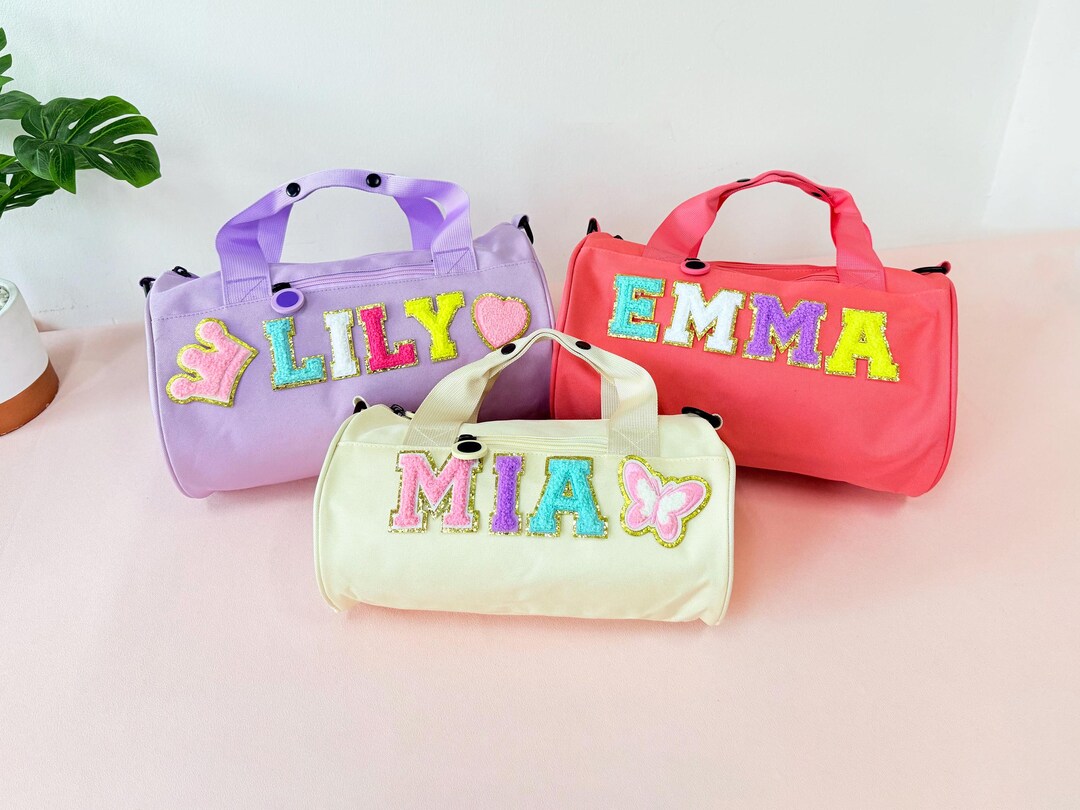 Personalized Chenille Letter Patch Duffel Bag | Kids Weekend Bag ...