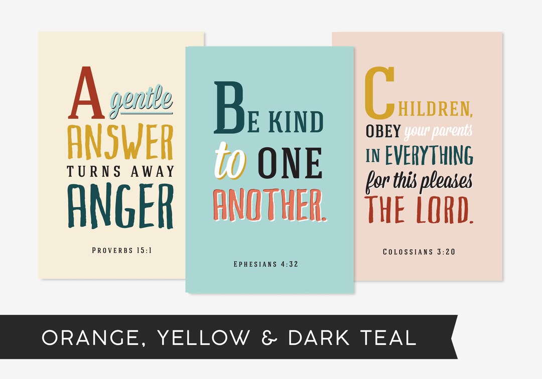 Download 26 Prints! - ABC Bible Verses - Burnt Orange, Yellow, Dark ...