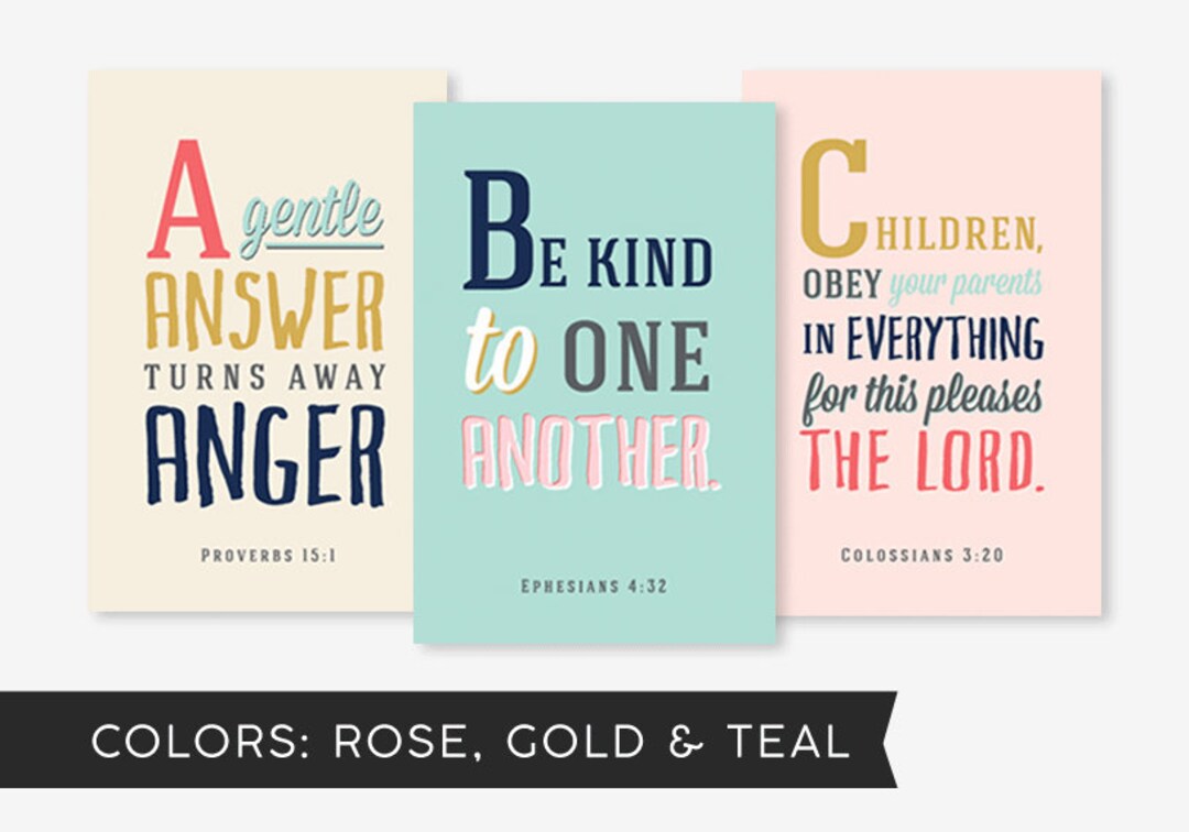 Download 26 Prints! - ABC Bible Verses - Gold, Rose, Teal - 4x6 - Etsy