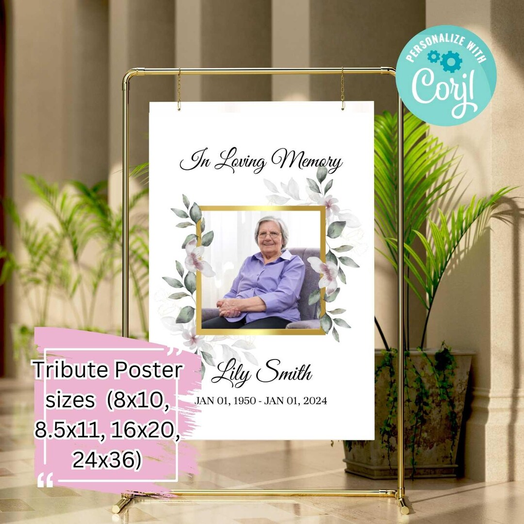 Funeral Tribute Poster | Multiple Sizes | Watercolor Lily Theme ...
