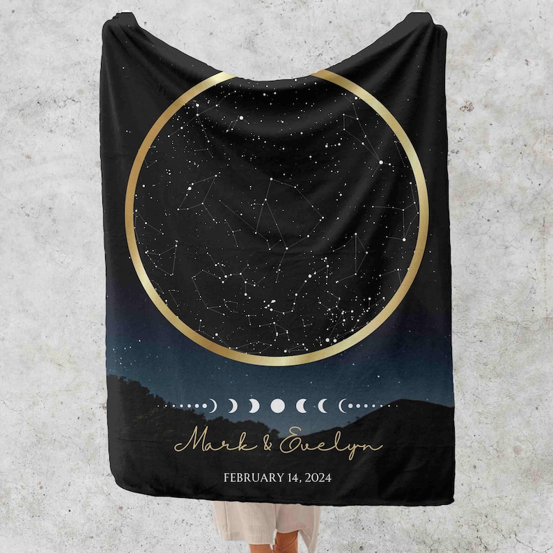 Personalized Star Map Blanket, Constellation Tapestry, Custom ...