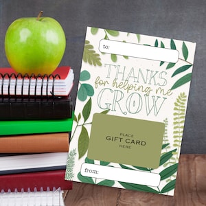 Teacher Appreciation Gift Card Holder, Thanks for Helping Me Grow ...