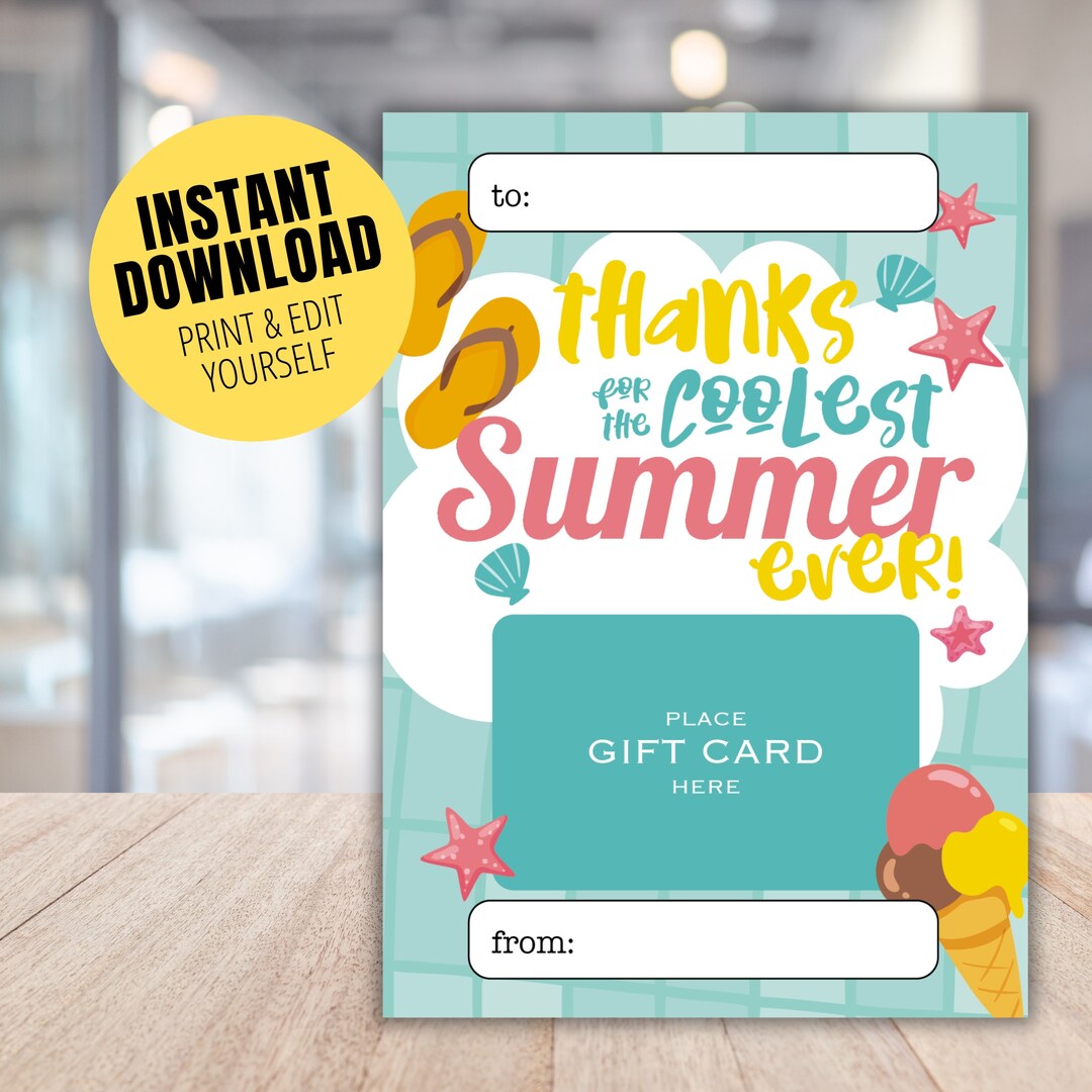 Summer Camp Counselor Appreciation Gift Card Holder - Pool Camp ...