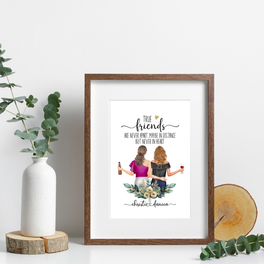 Personalized True Friends Sign, Custom Friend Birthday Print, Distance ...
