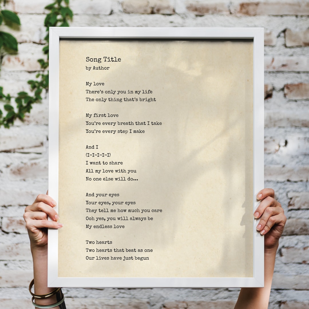 CUSTOM SONG LYRICS Print, Any Quote Print, Typewriter Quote Art ...