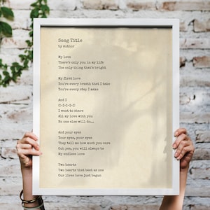 CUSTOM SONG LYRICS Print, Any Quote Print, Typewriter Quote Art ...