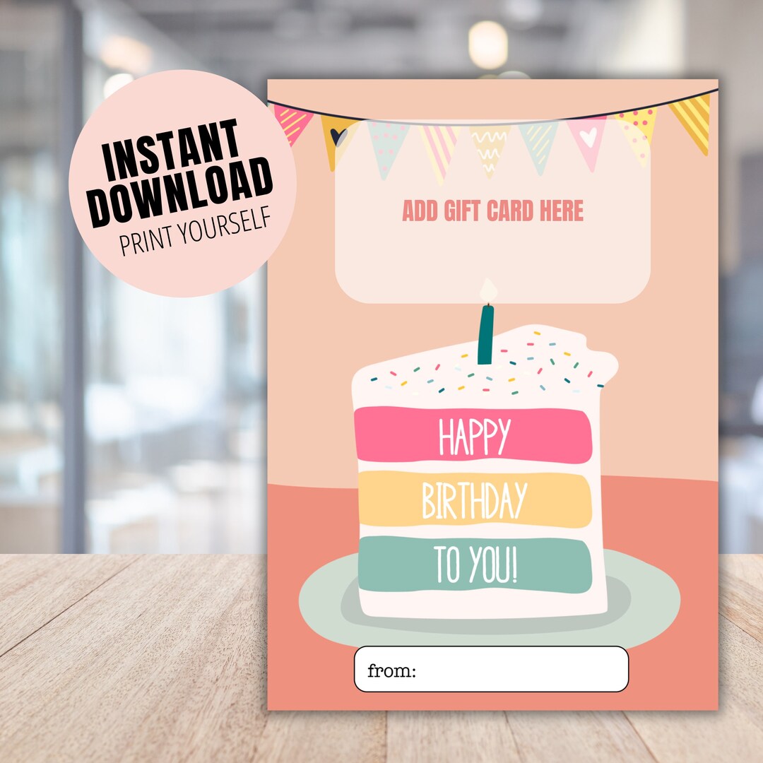 Printable Birthday Gift Card Holder, Instant Download for Teacher or ...