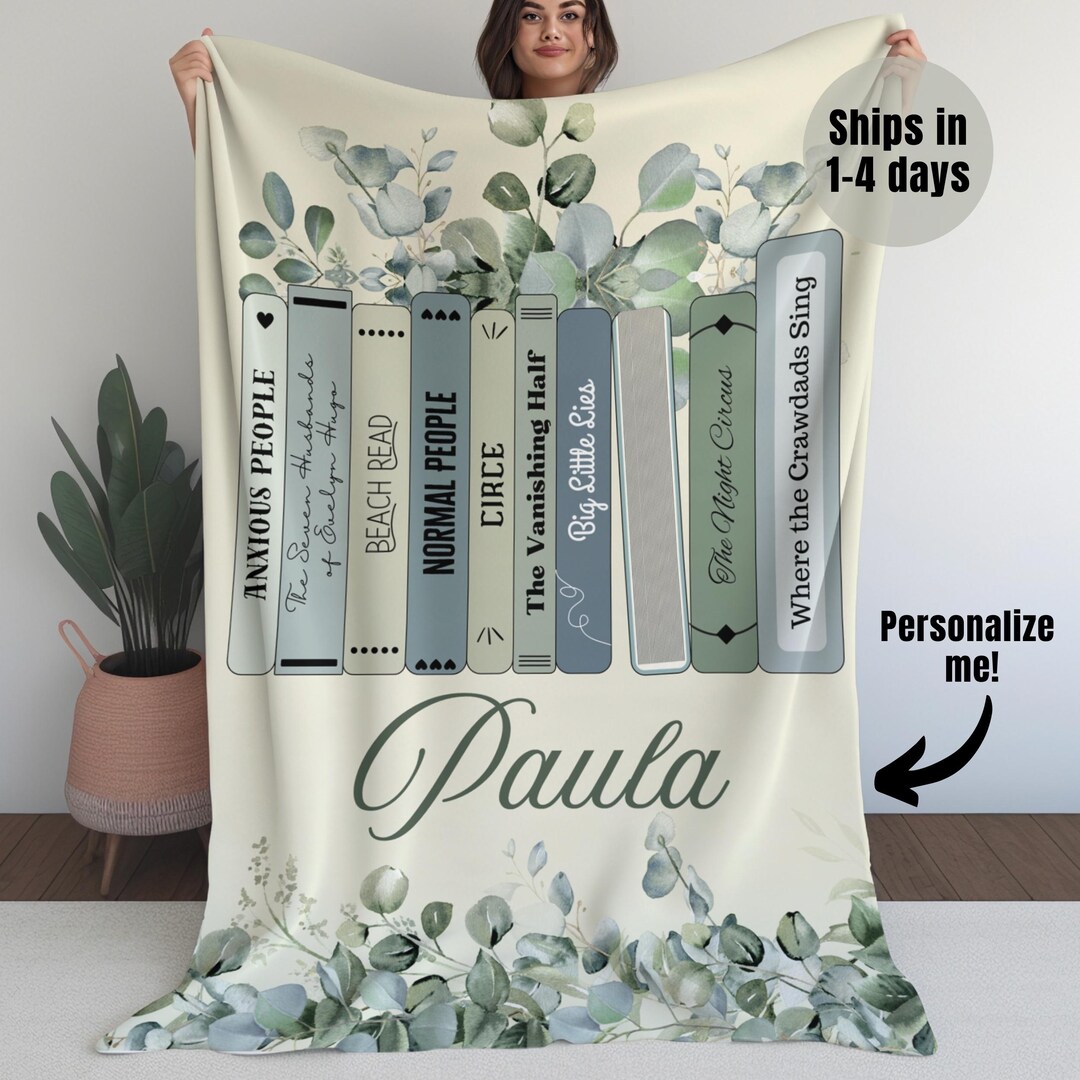 Personalized Floral Book Blanket | Custom Books & Name Library Gift ...