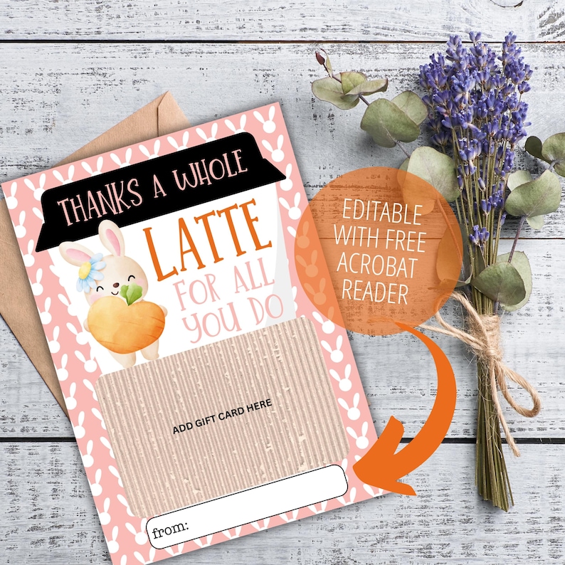 Easter Coffee Gift Card Holder Printable Thanks a Latte Easter Teacher ...